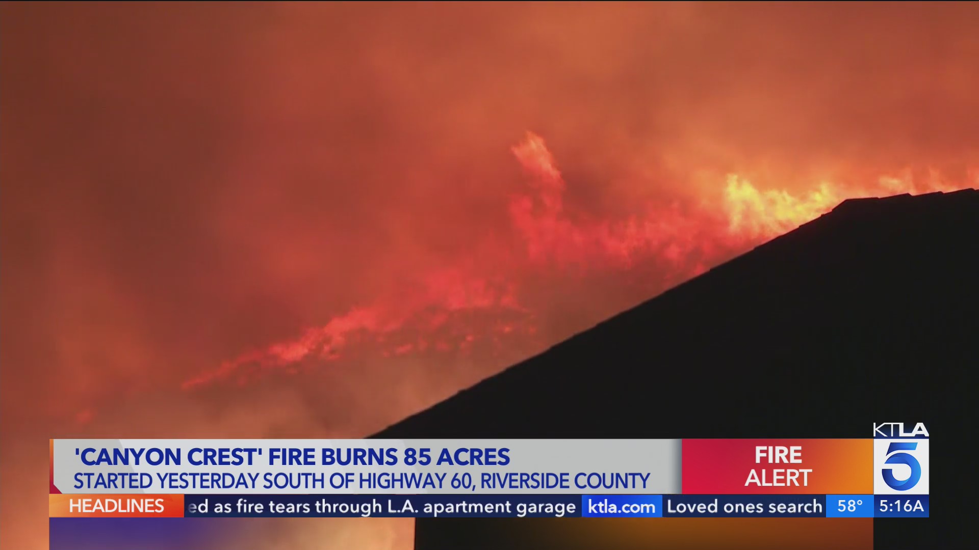 Canyon Crest Fire burns near homes in Riverside County – KTLA