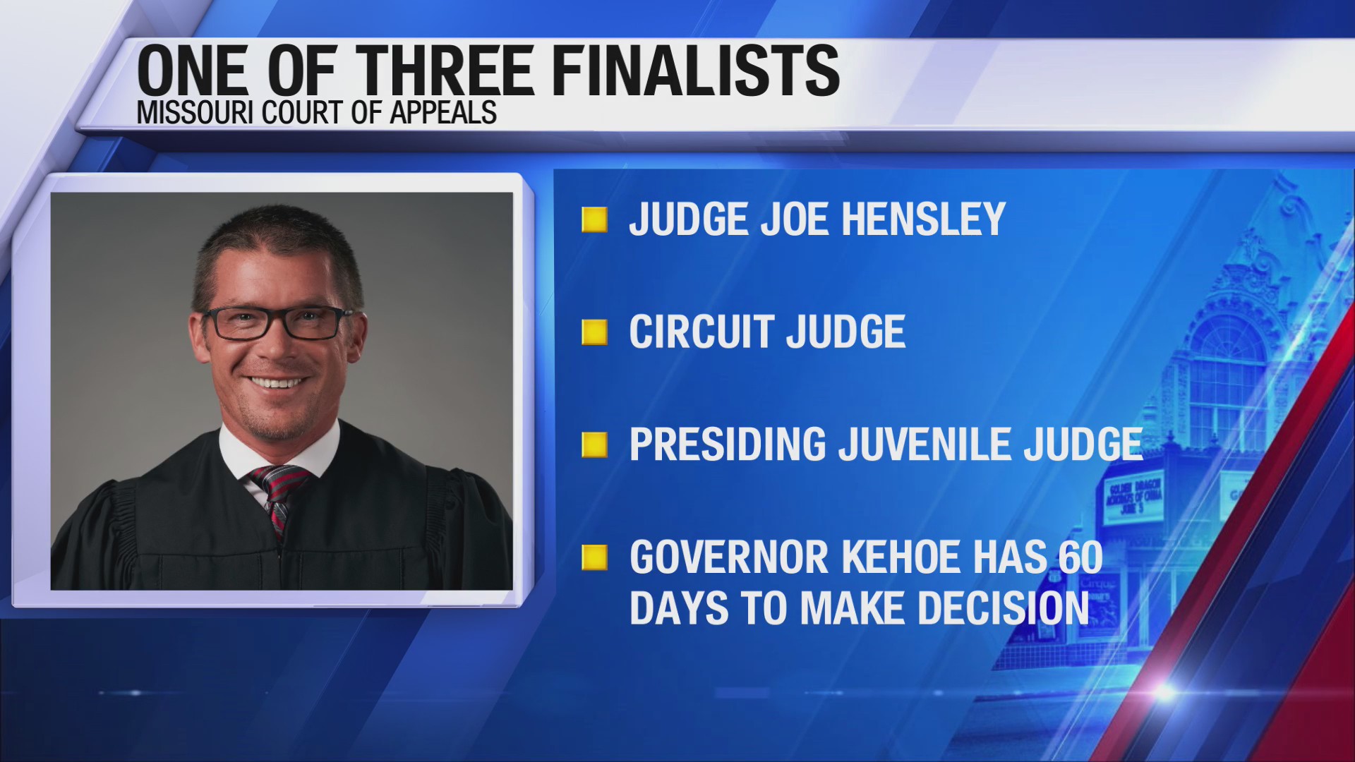Judge Joe Hensley is one of three finalists to fill a vacancy in the ...