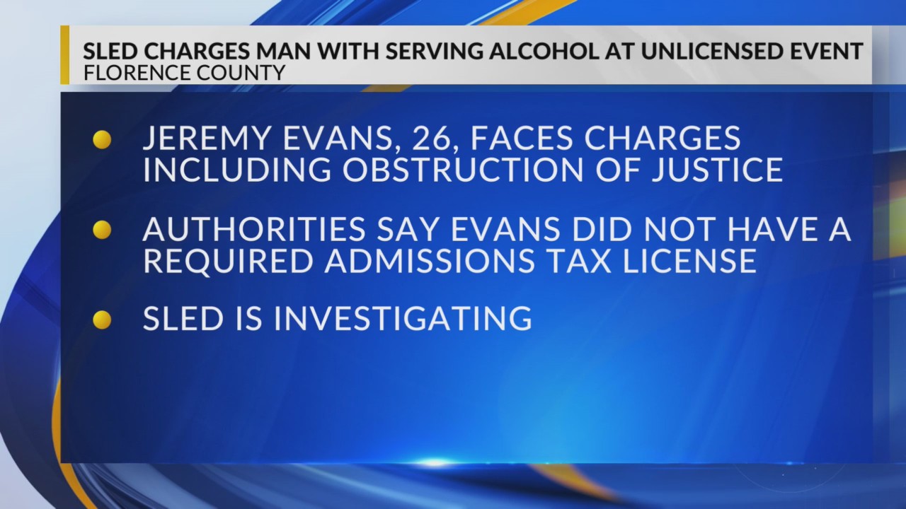 SLED charges Pee Dee man with serving alcohol at unlicensed event – WBTW