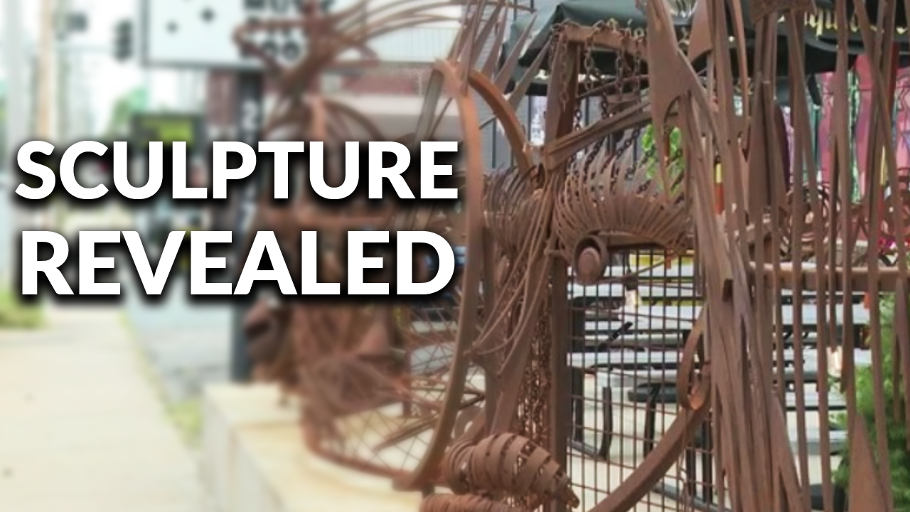 Westside Bowl reveals sculpture, bike rack at bike drive event – WKBN.com