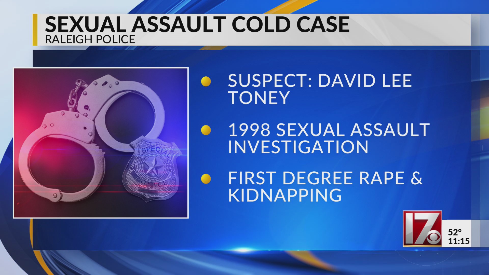Raleigh police make arrest in sexual assault cold case – CBS17.com
