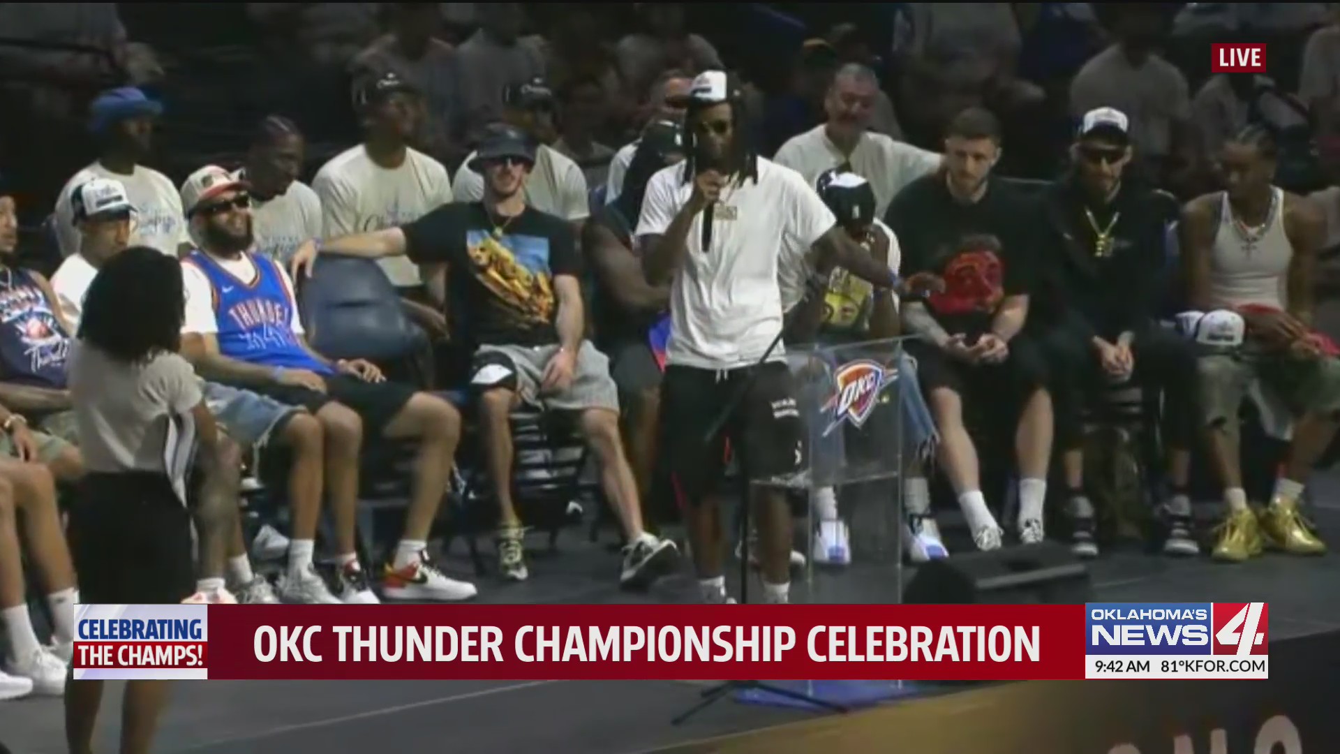 Cason Wallace speaks at the OKC Thunder Championship Celebration – KFOR.com Oklahoma City