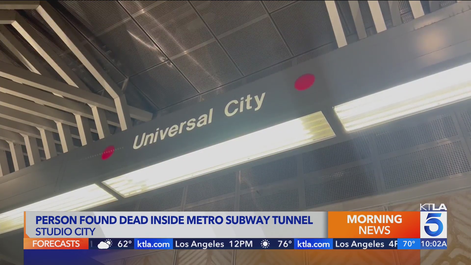 Person found dead inside Metro subway tunnel in Studio City – KTLA