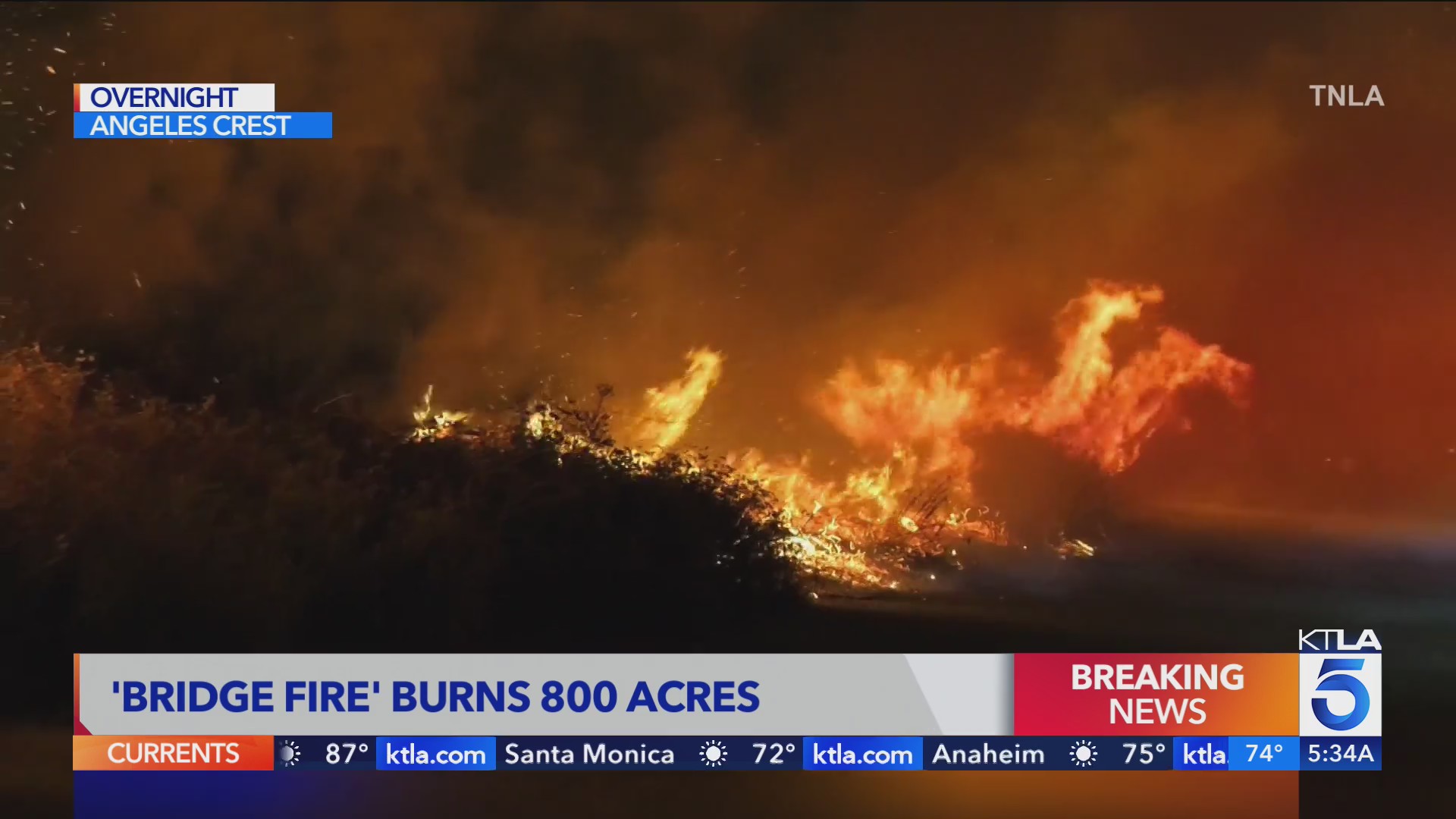 ‘Bridge Fire’ burns 800 acres and prompts evacuations – KTLA
