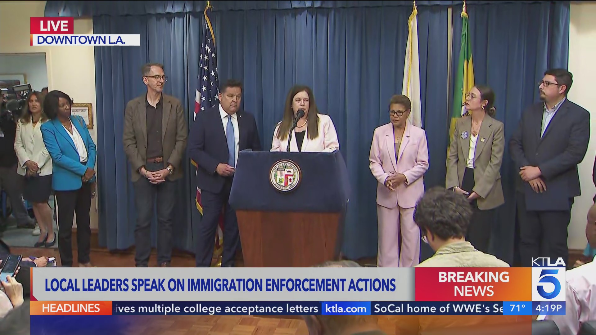 Mayor Bass, local L.A. leaders speak on immigration enforcement raids ...