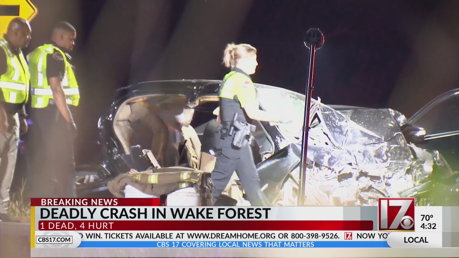 1 dead, 4 hurt after 3-car crash in Wake Forest: Police – CBS17.com