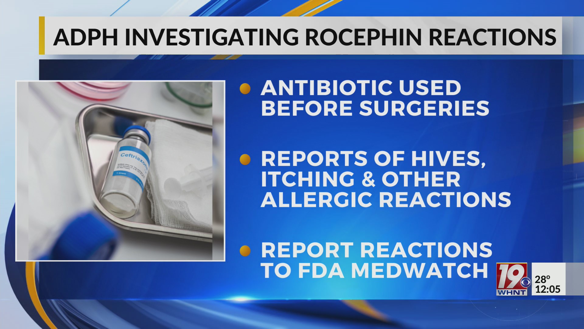 ADPH Investigating ‘Adverse Events’ Following Injection | Jan. 22, 2025 | News 19 at Noon – WHNT.com