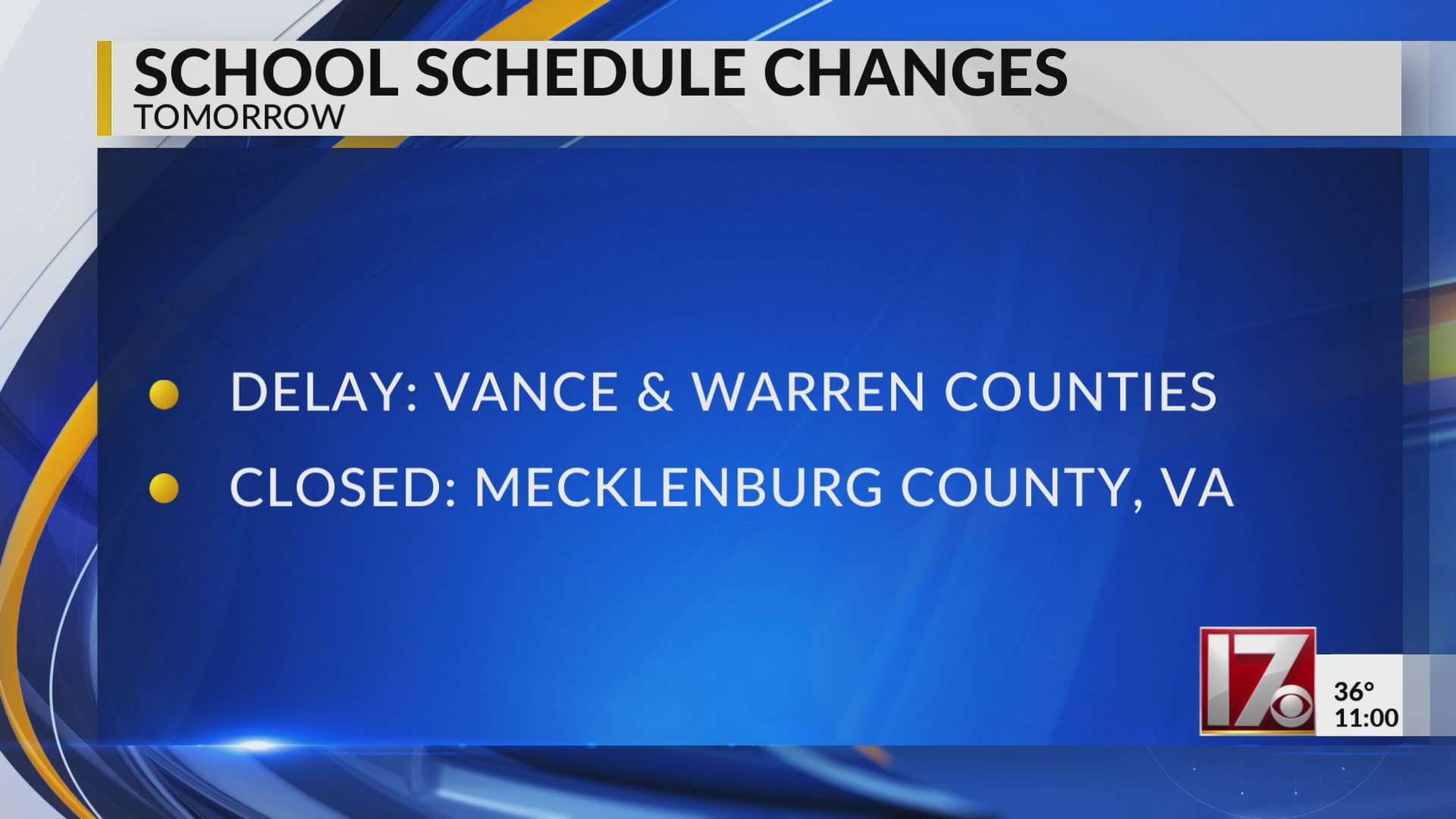School schedule changes Wednesday due to weather, road conditions ...