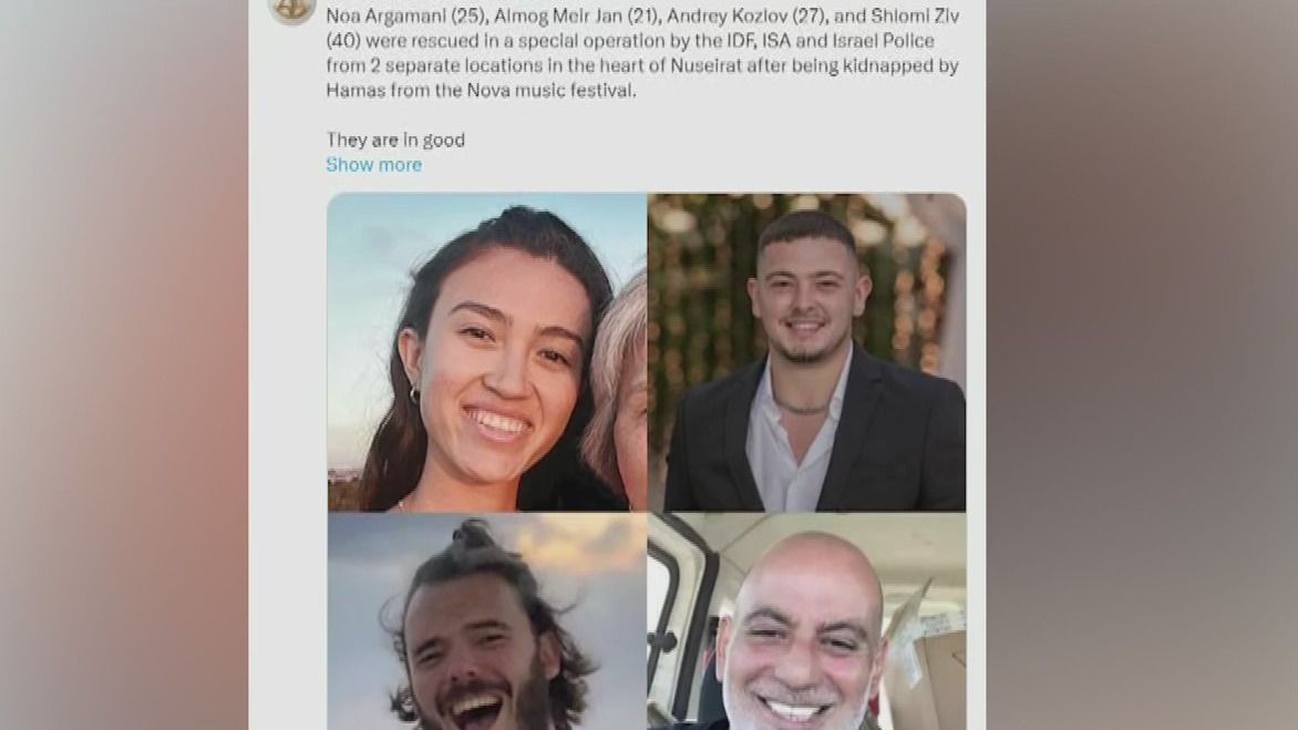 Israel rescues 4 hostages kidnapped in a Hamas-led attack on Oct. 7 ...
