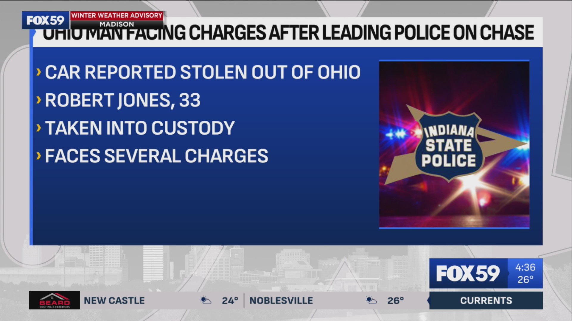 ISP arrests Ohio man for stolen vehicle, near-100 mph chase – Fox 59