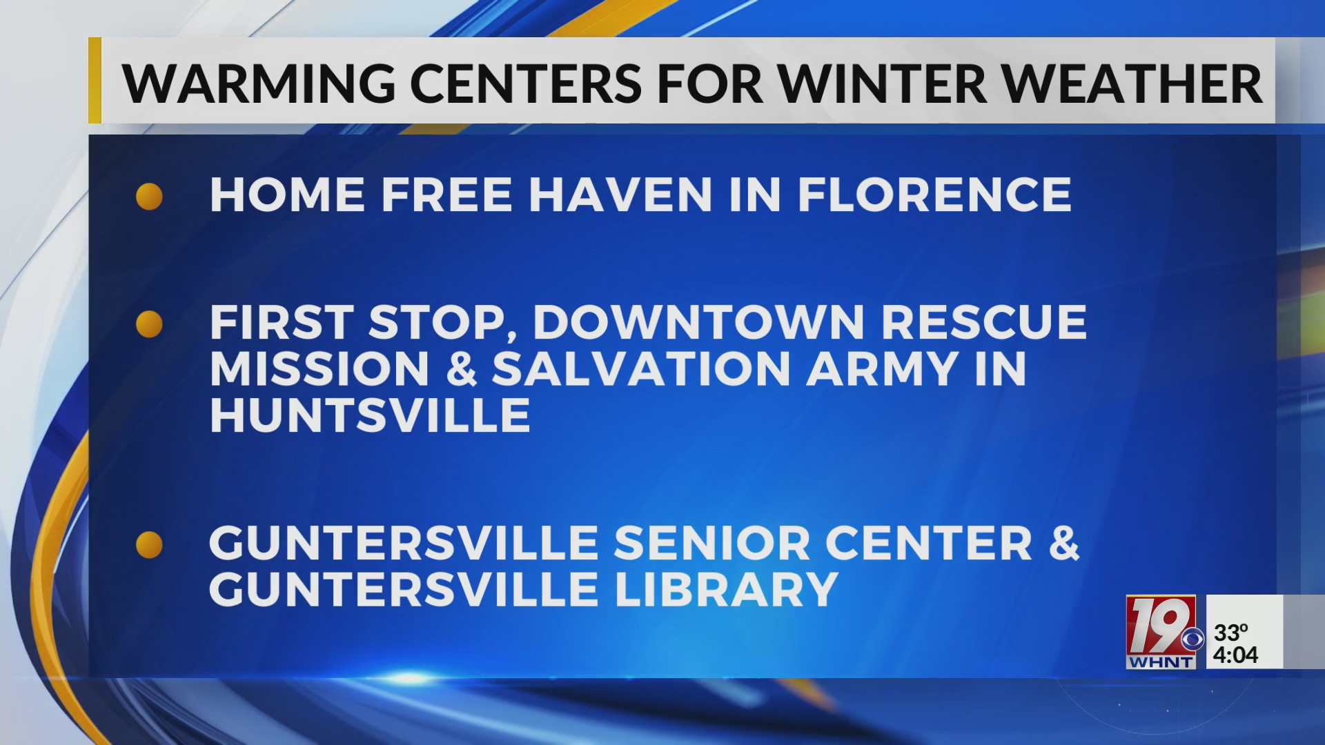 Warming Centers For Winter Weather | January 8, 2025 | News 19 at 4 p.m ...