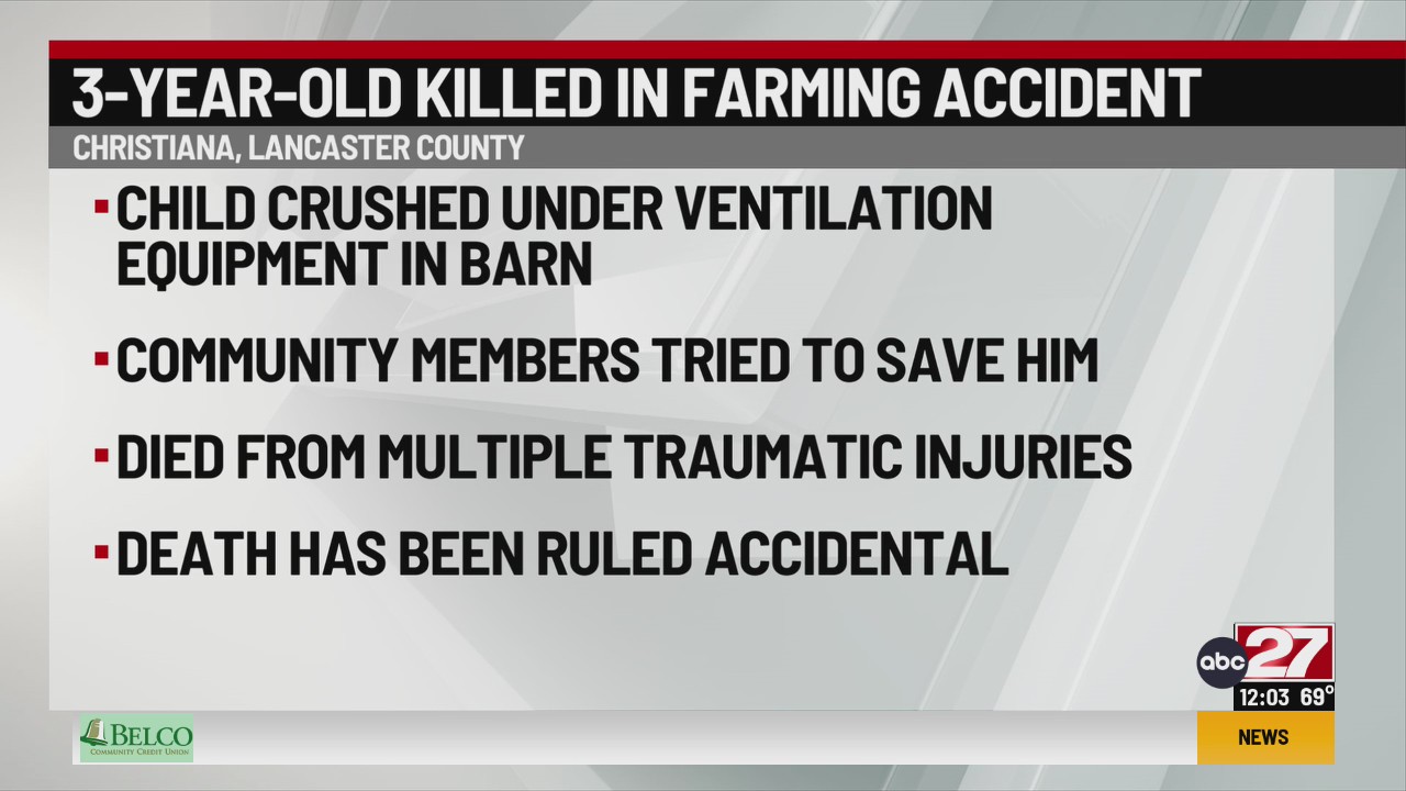 Toddler killed in Lancaster County farming accident – ABC27