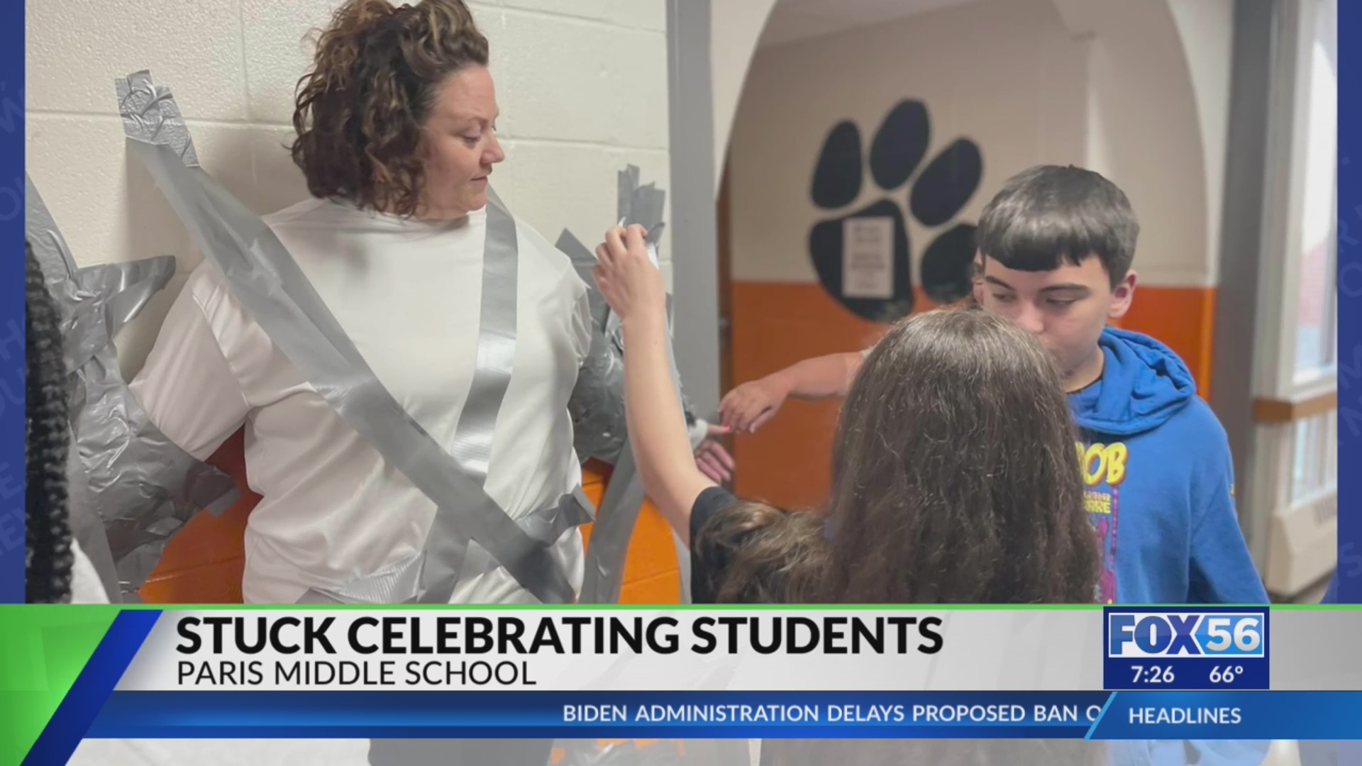Paris Middle School students tape principal to wall, celebrating test ...