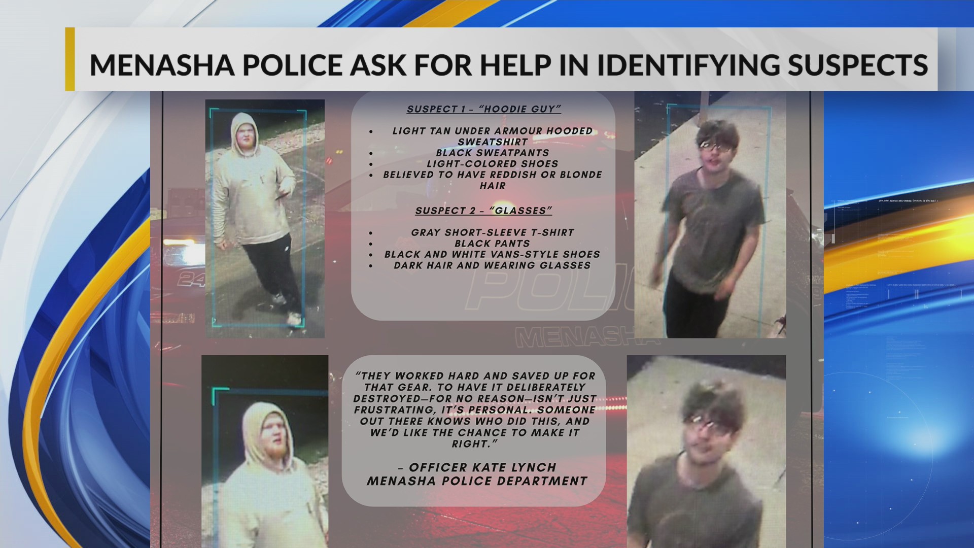 Menasha police seek suspects after $1,000 in fishing gear destroyed ...