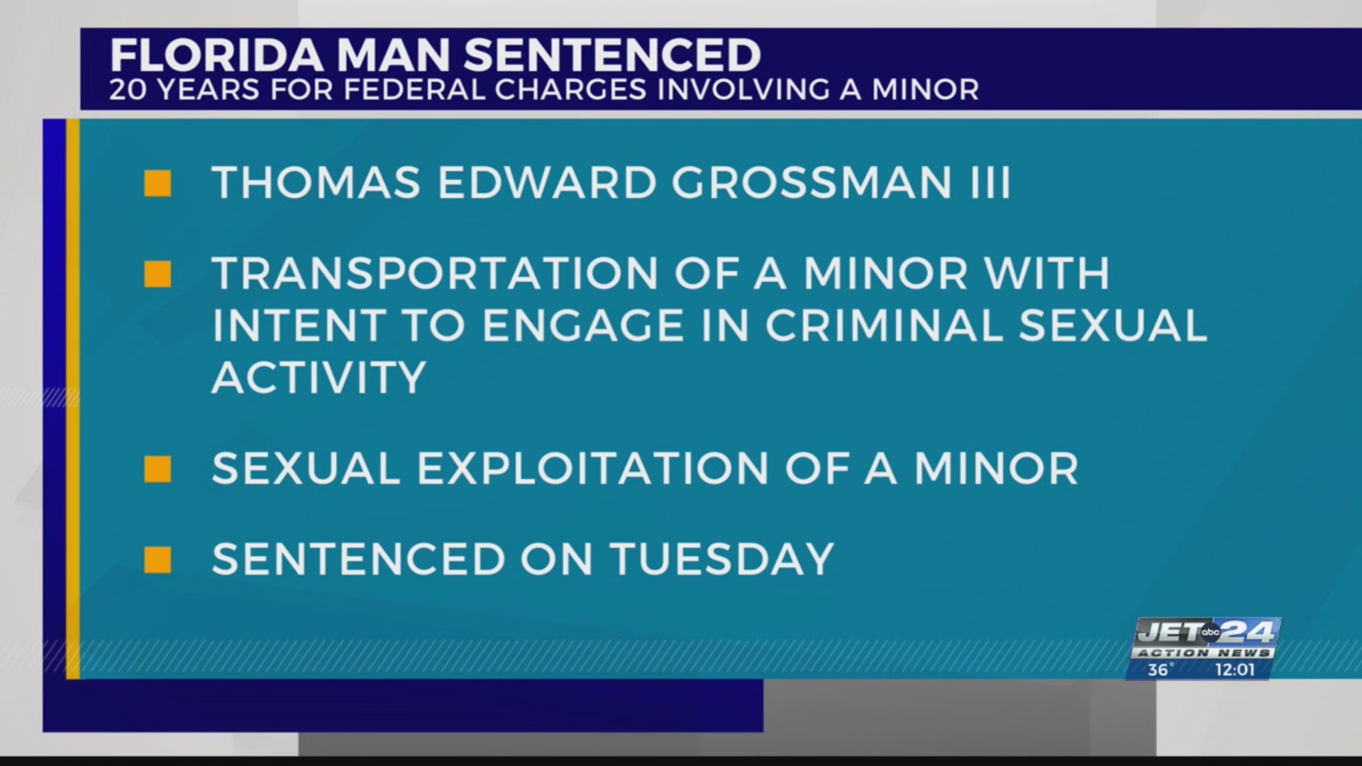 Former Florida resident faces 20-year sentence for PA child sexual exploitation charges – WJET ...