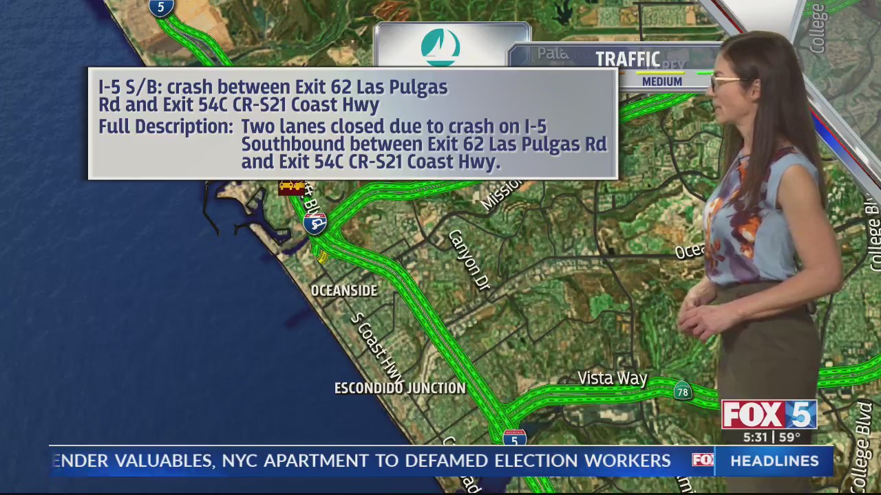 Fatal crash blocks traffic on I-5 southbound near Camp Pendleton – FOX ...