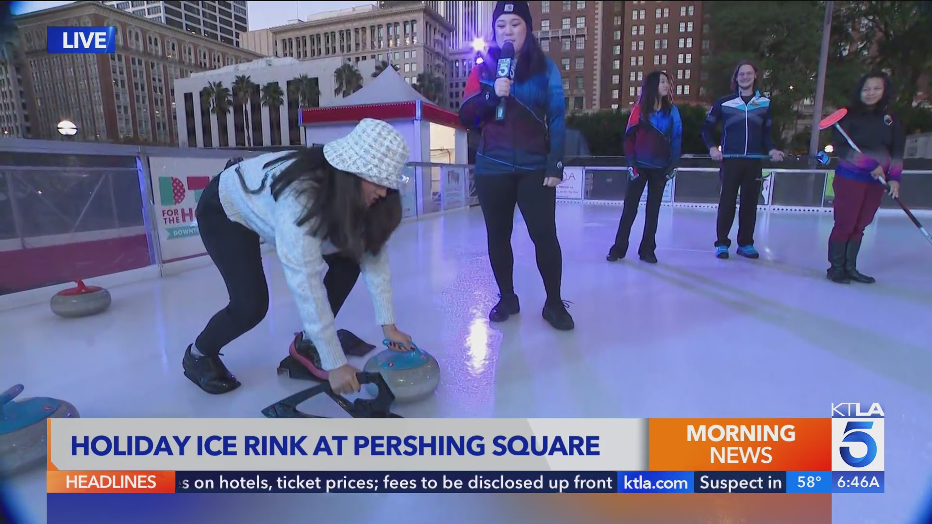 Holiday Ice Rink brings festive fun to Pershing Square – KTLA