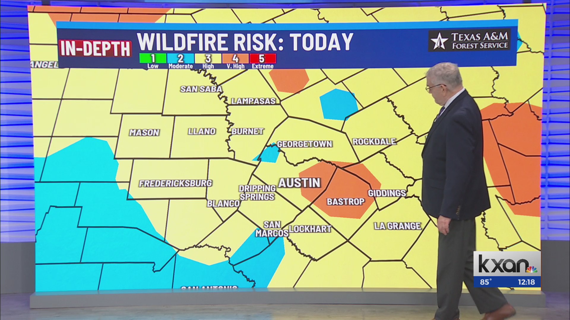 The Central Texas Wildfire Risk today is high thanks to gusty winds and ...