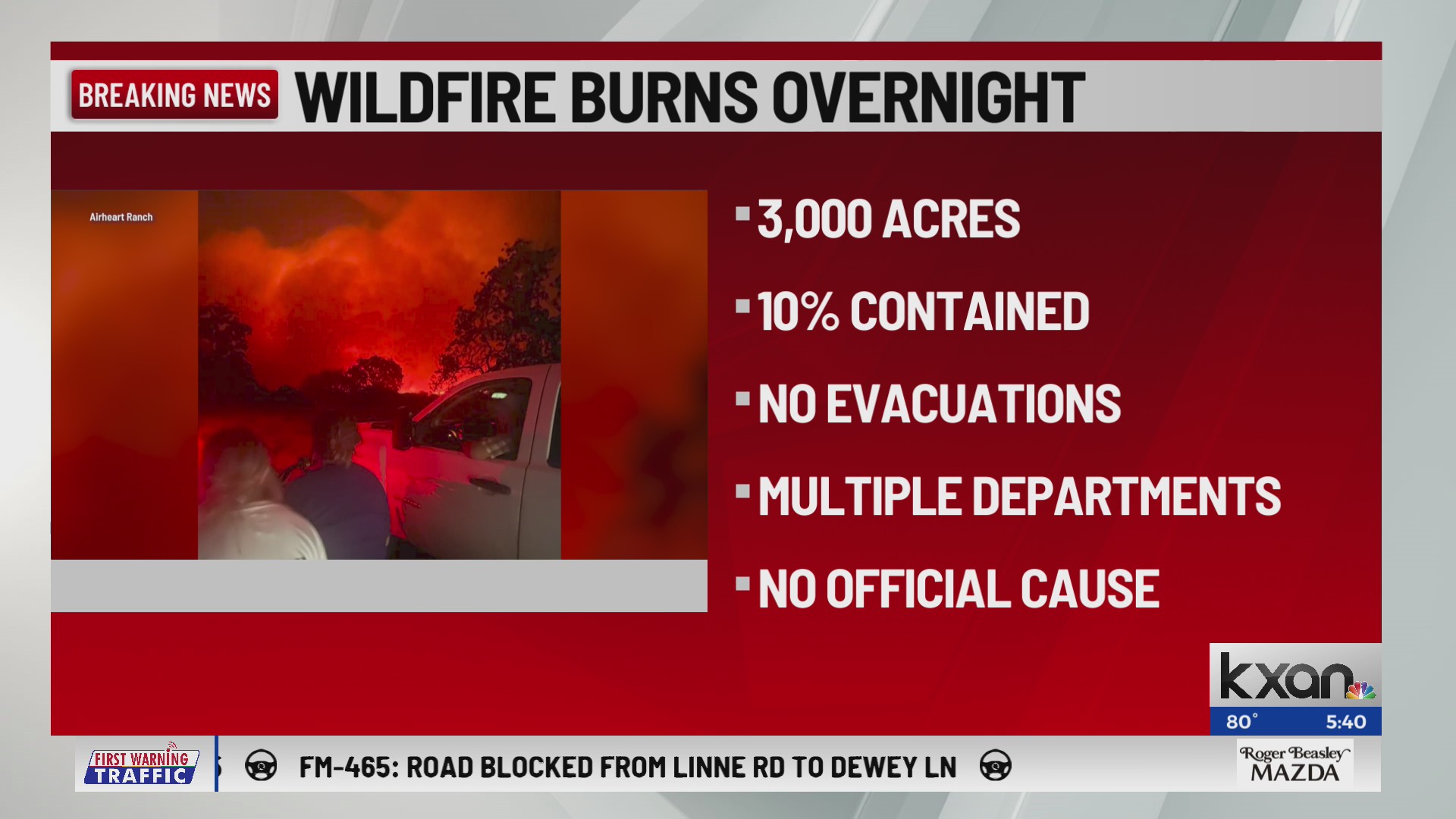 Mason County wildfire burns 3,000 acres, 10% contained – KXAN Austin