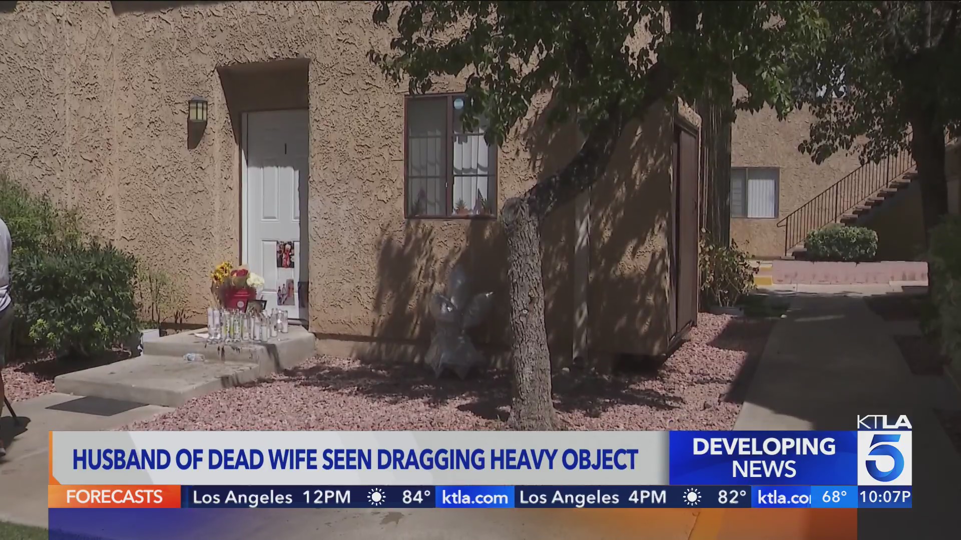 Husband of dead wife seen dragging heavy object in Lancaster – KTLA