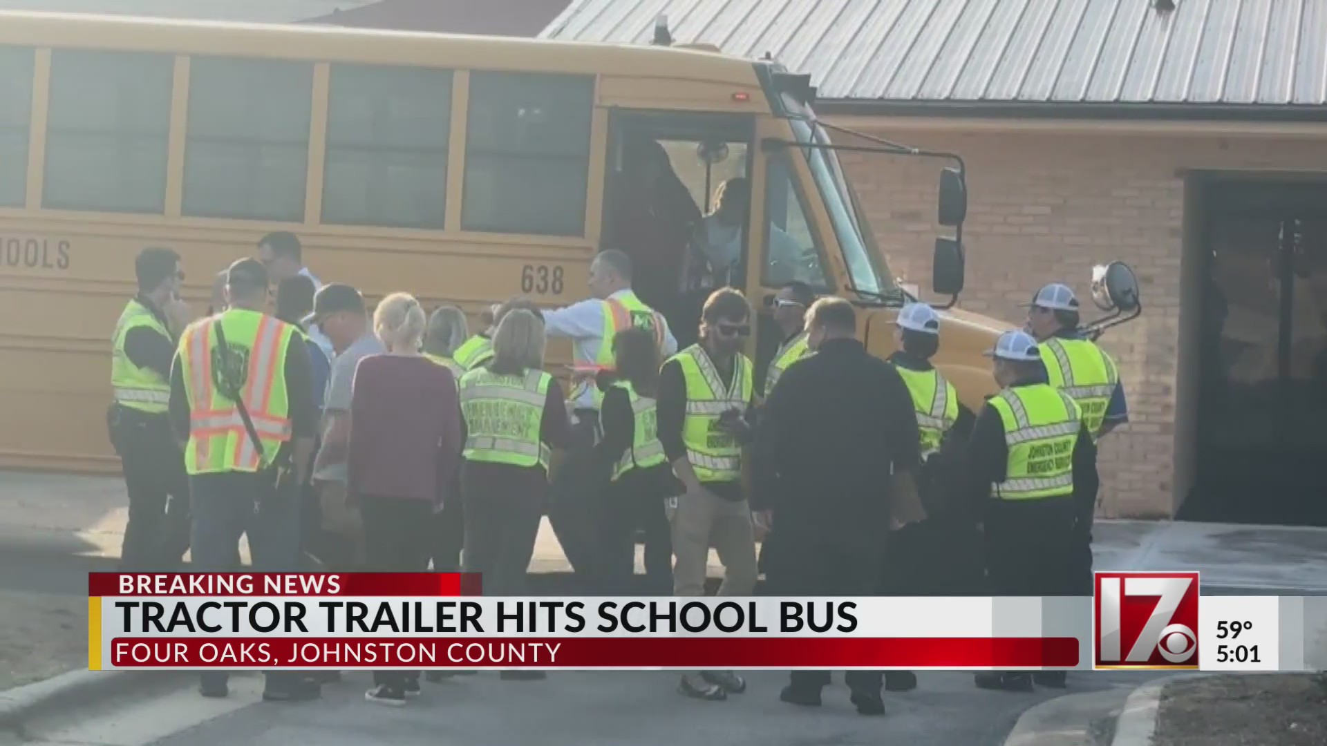 Tractor trailer hits Johnston County school bus – CBS17.com