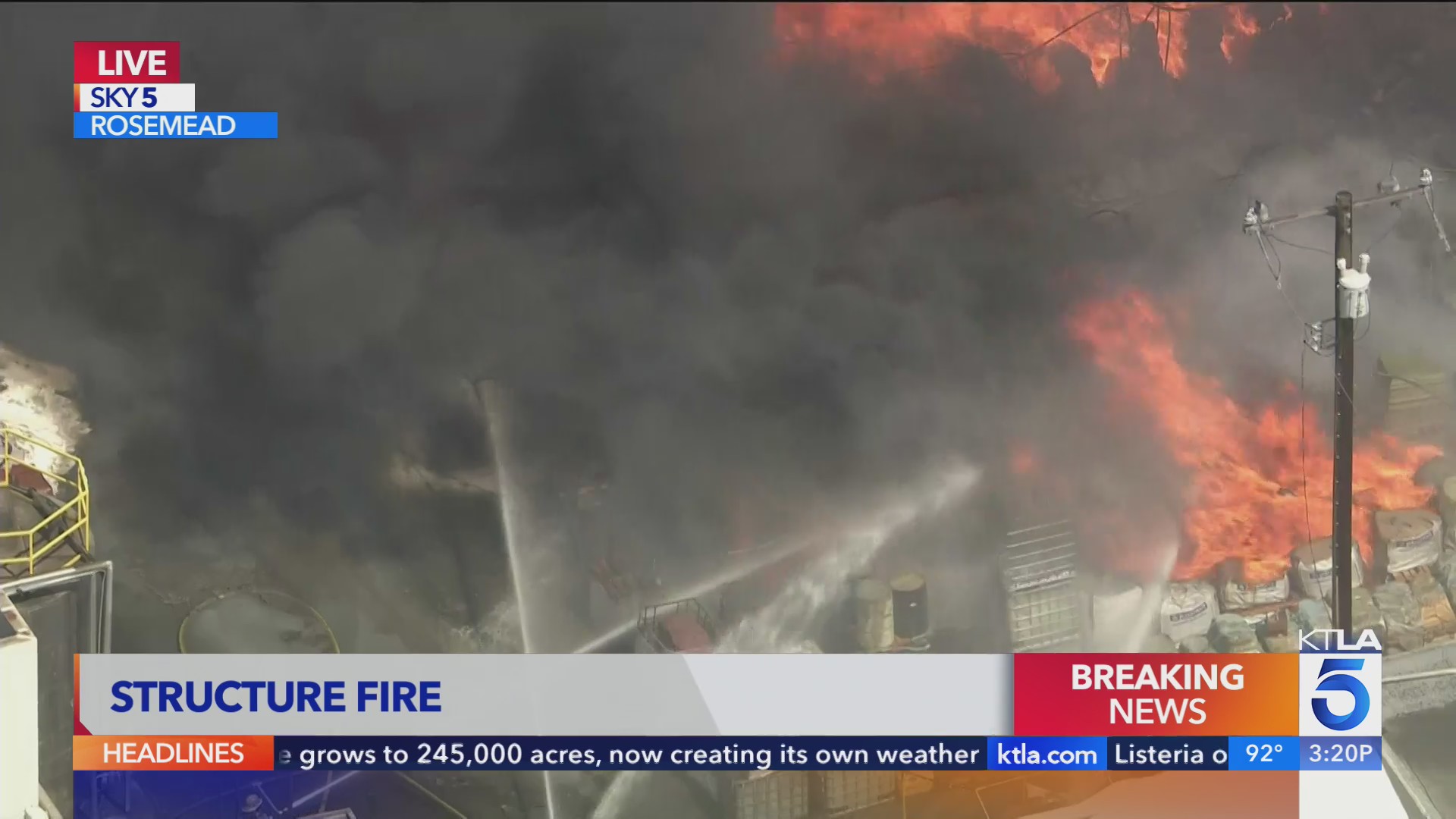 Massive structure fire erupts east of Los Angeles – KTLA