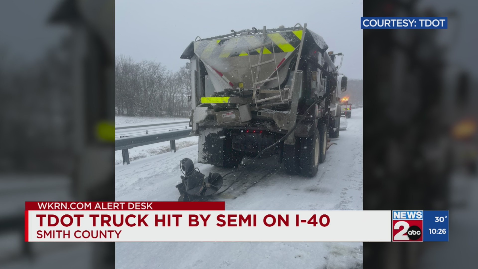 TDOT truck hit by semi on I-40 – WKRN News 2