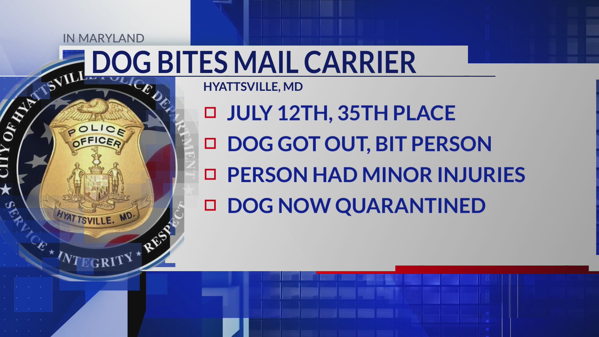 Dog bites mail carrier in Hyattsville, police say – DC News Now | DC ...