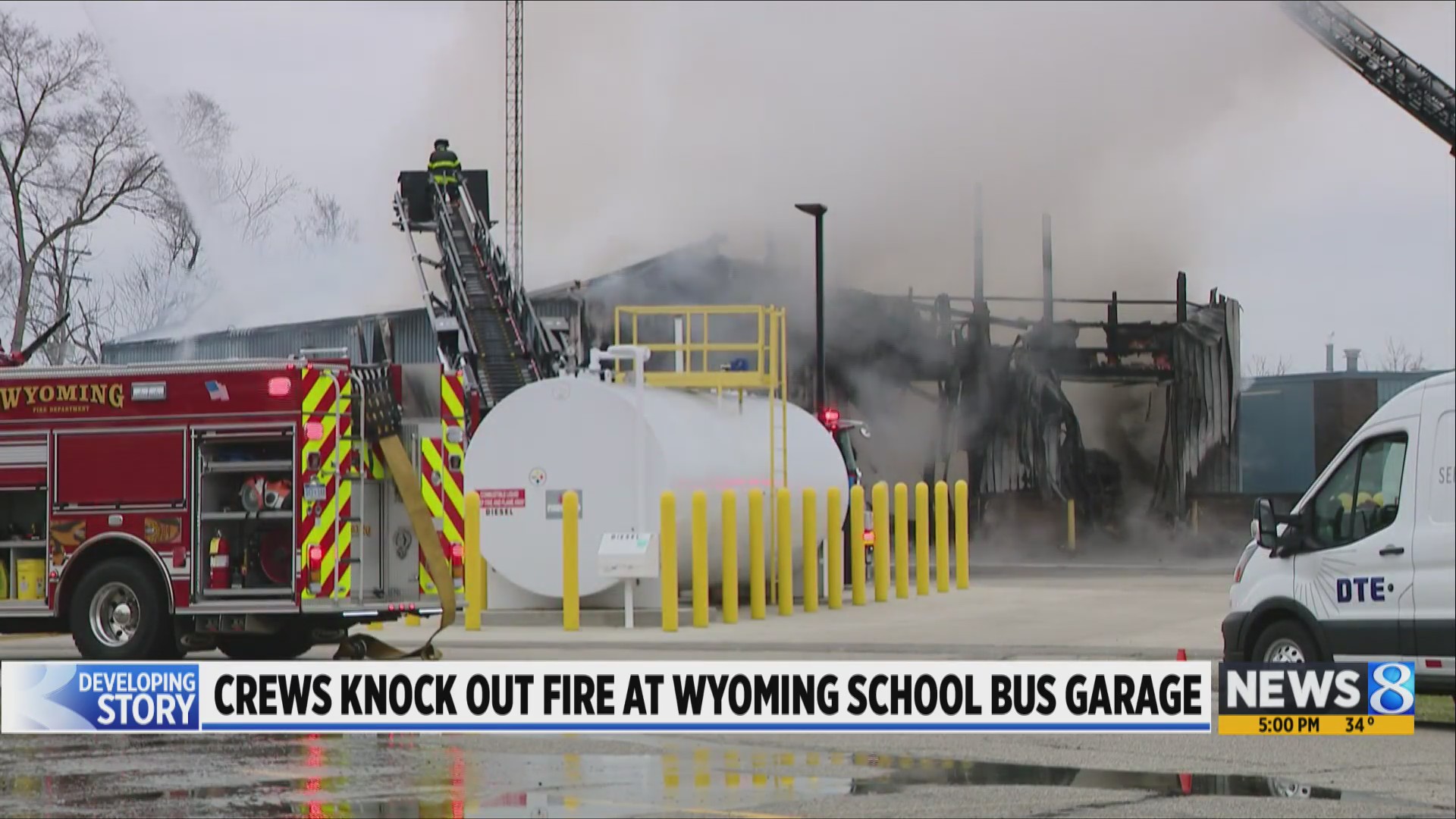 Crews knock out fire at Wyoming school bus garage – WOODTV.com
