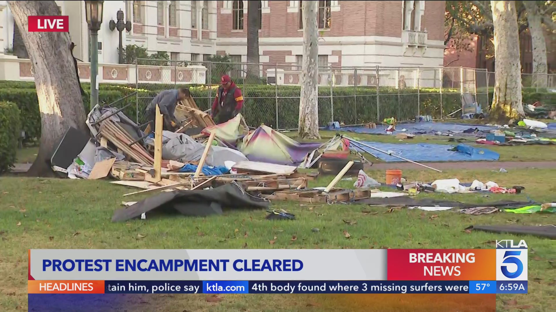 Pro-Palestinian protest encampment in center of USC campus cleared; no ...