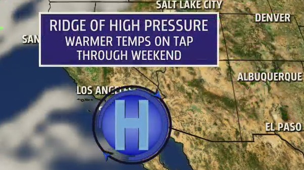 High-pressure weather system bringing warmer temperatures to the San ...