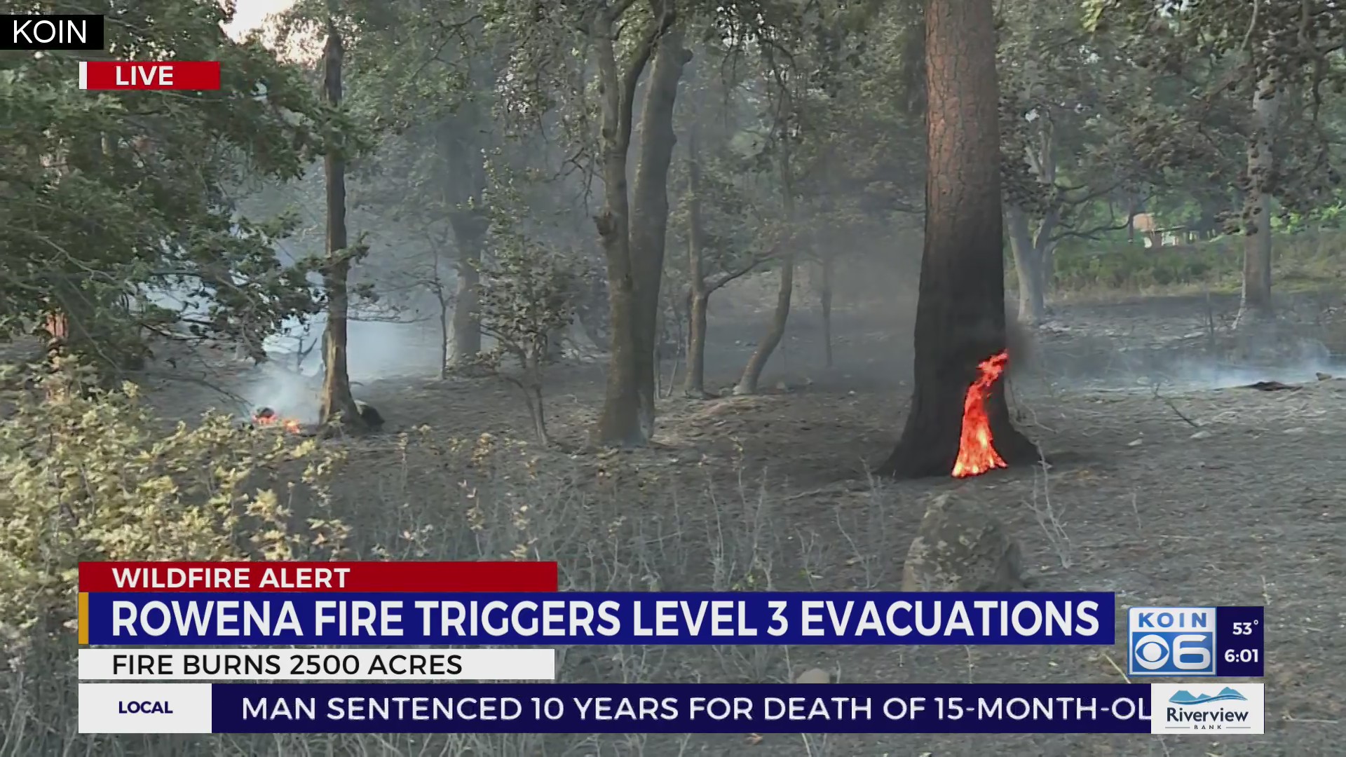 Rowena Fire continues burning overnight, I-84 reopens – KOIN.com