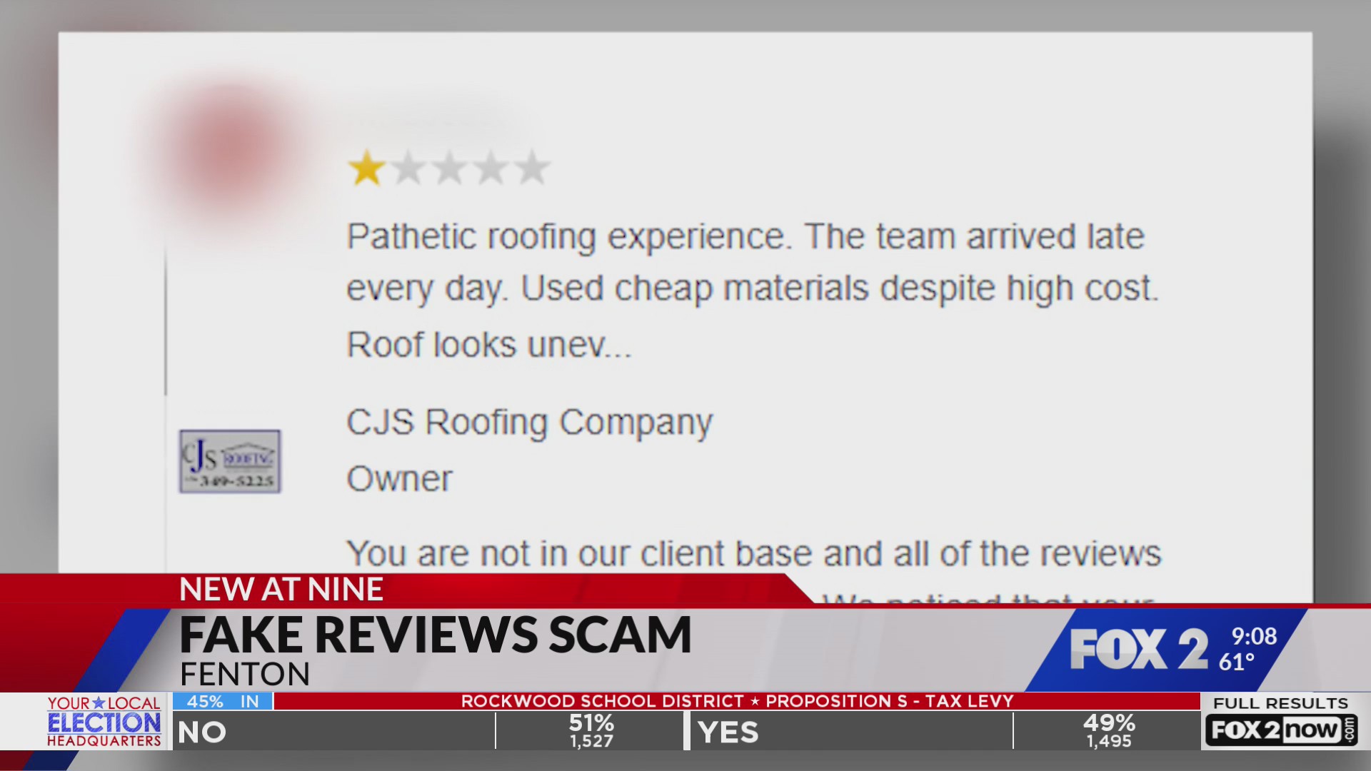 Fenton roofer reports ransom scam involving fake reviews – FOX 2