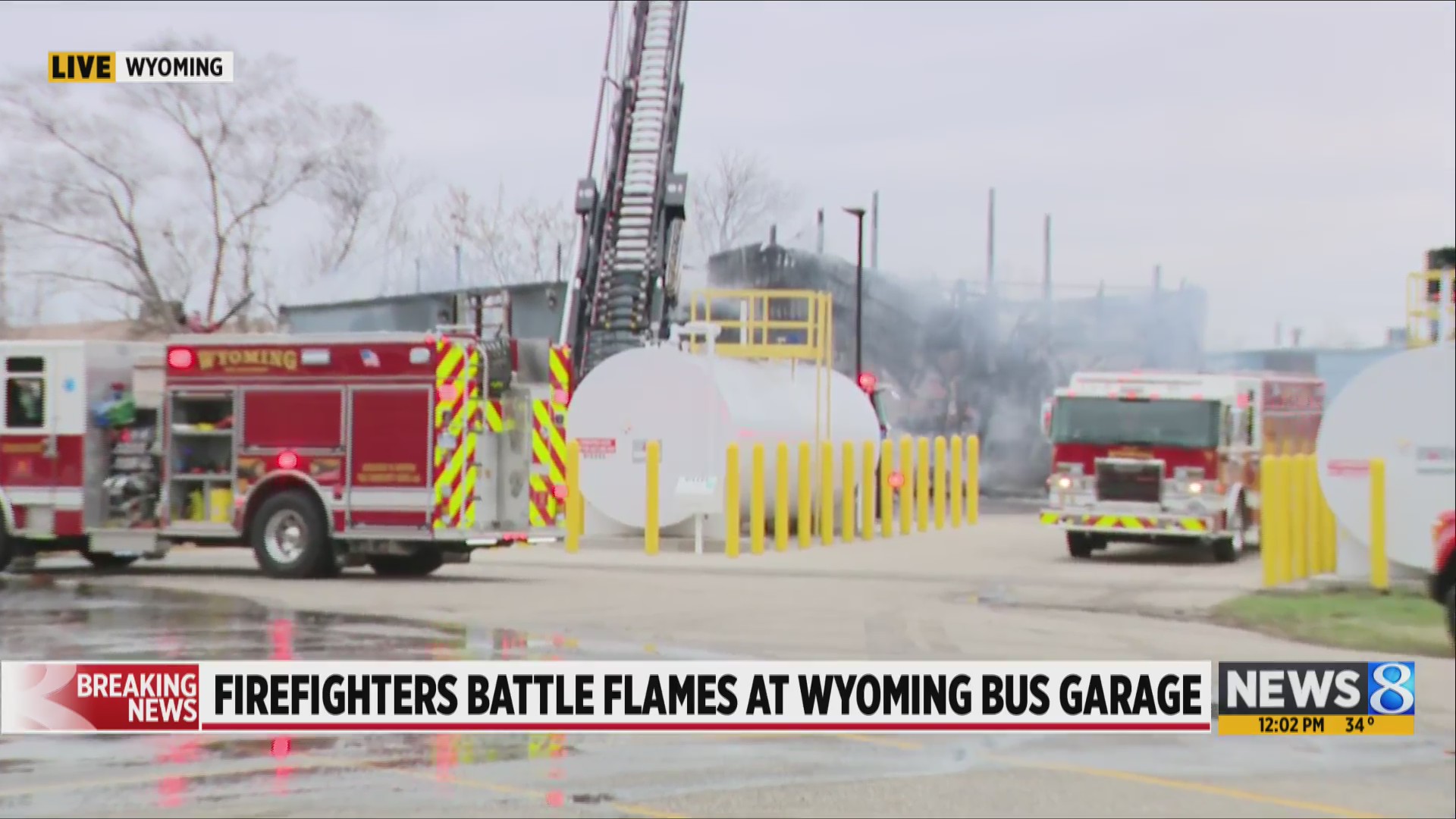 Crews respond to fire at Wyoming school bus garage – WOODTV.com