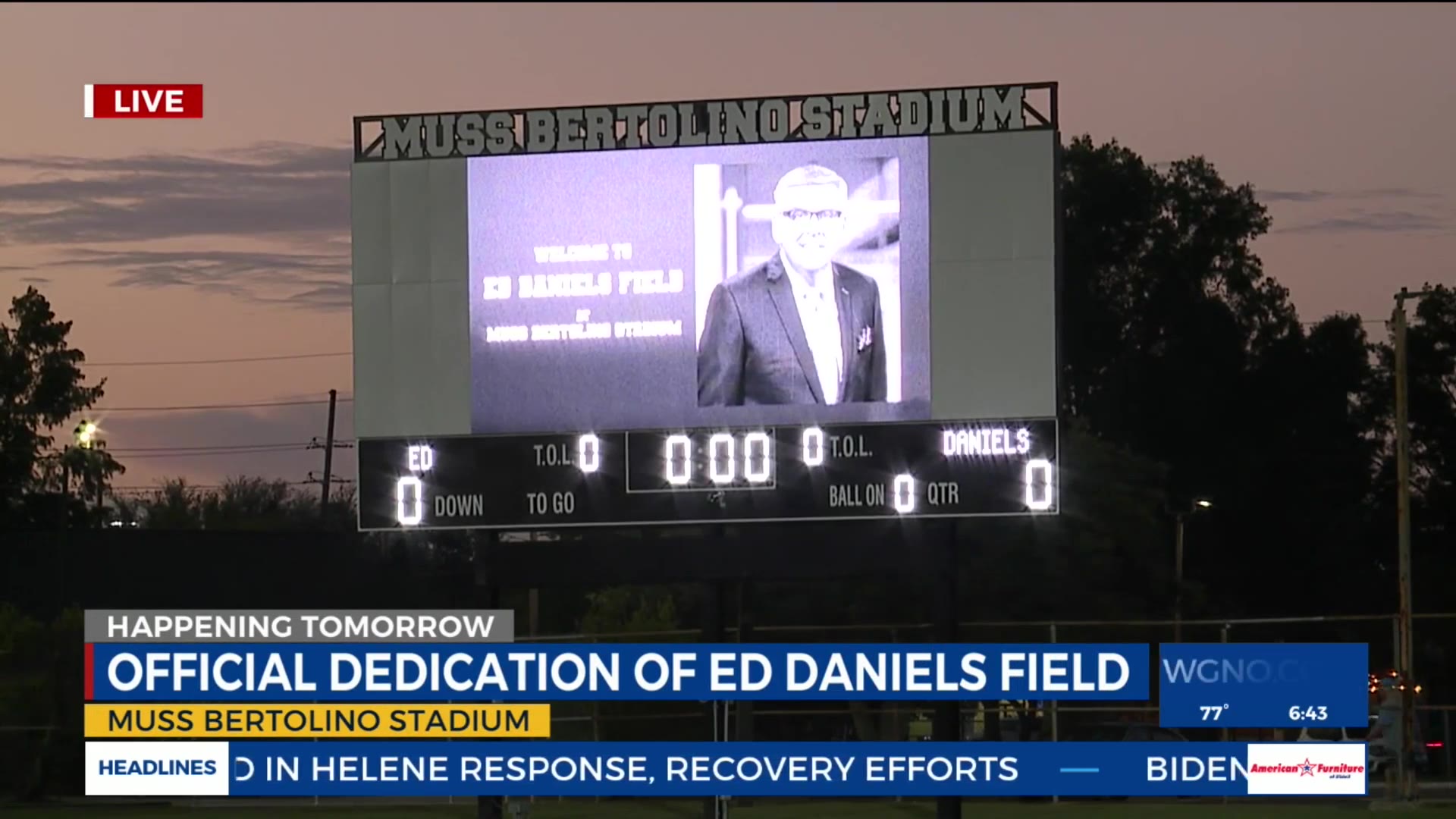 Ed Daniels Field remembers WGNO sports legend – WGNO