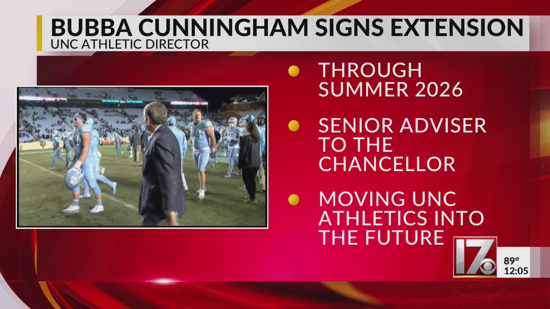 UNC athletic director Bubba Cunningham stepping down from role in 2026 ...