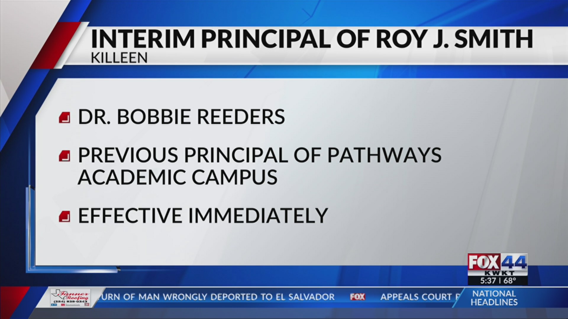Interim principal of Roy J. Smith Middle School named – KWKT – FOX 44