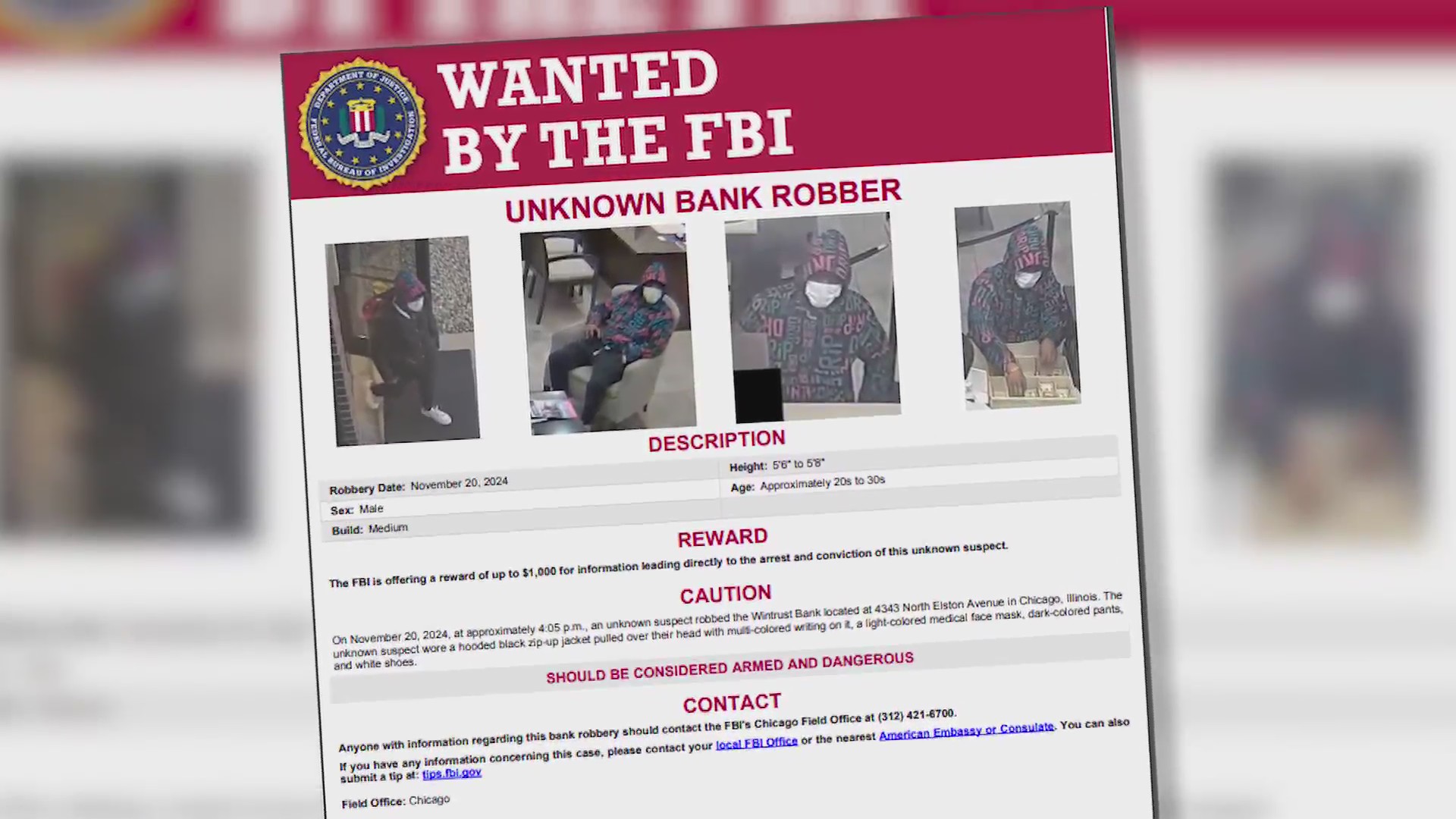FBI Chicago sees bank robberies in city, suburbs plummet in 2024 – WGN-TV