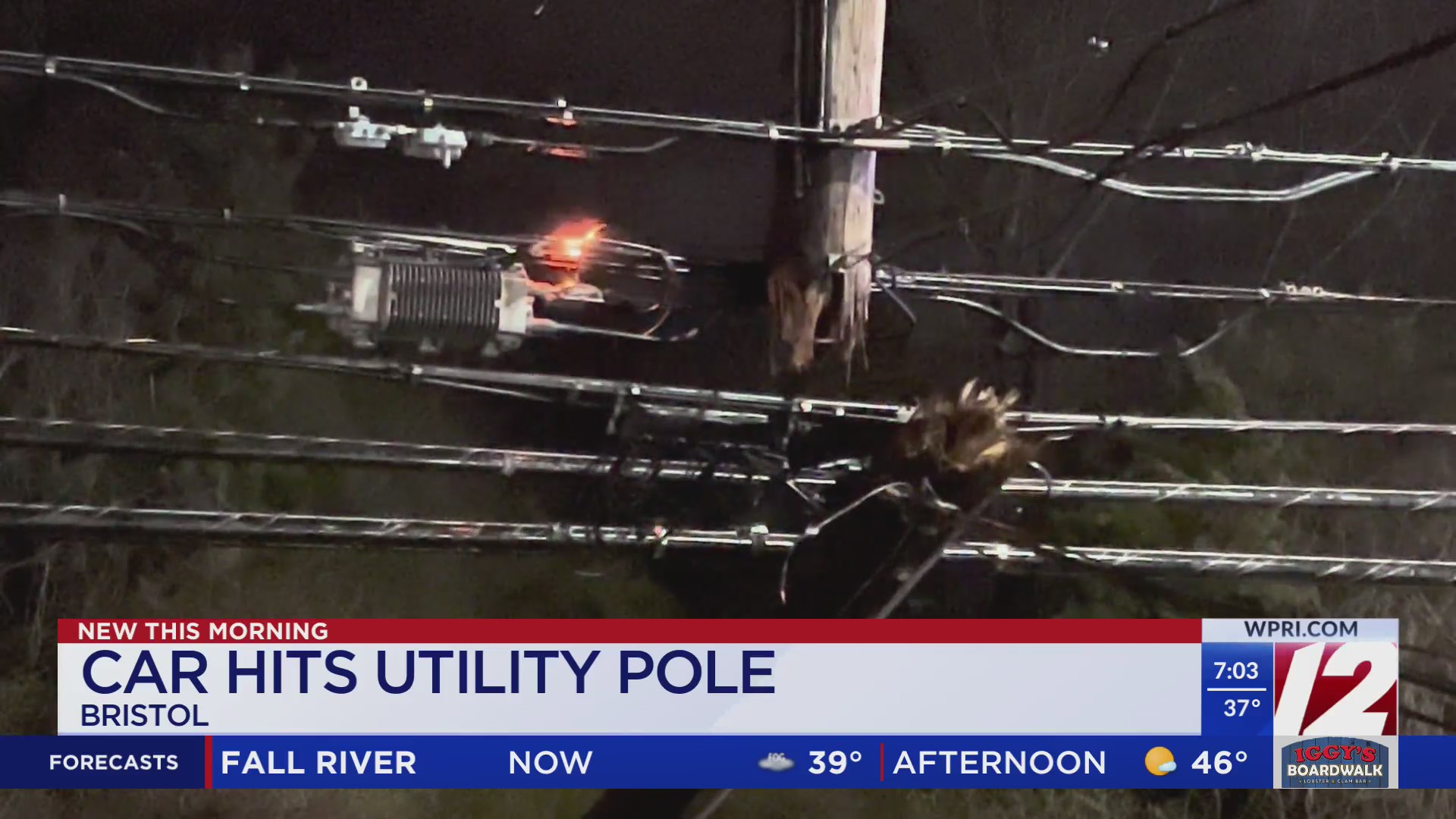 Utility pole snapped in half in Bristol crash – WPRI.com