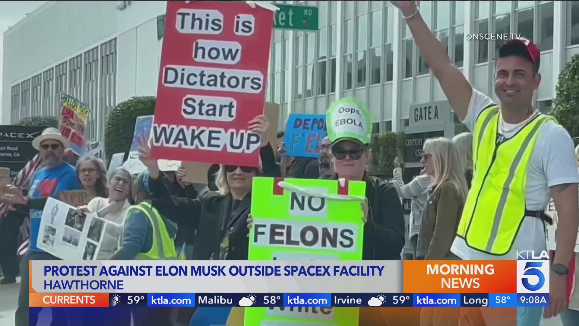 Protest against Elon Musk starts outside Hawthorne SpaceX facility – KTLA