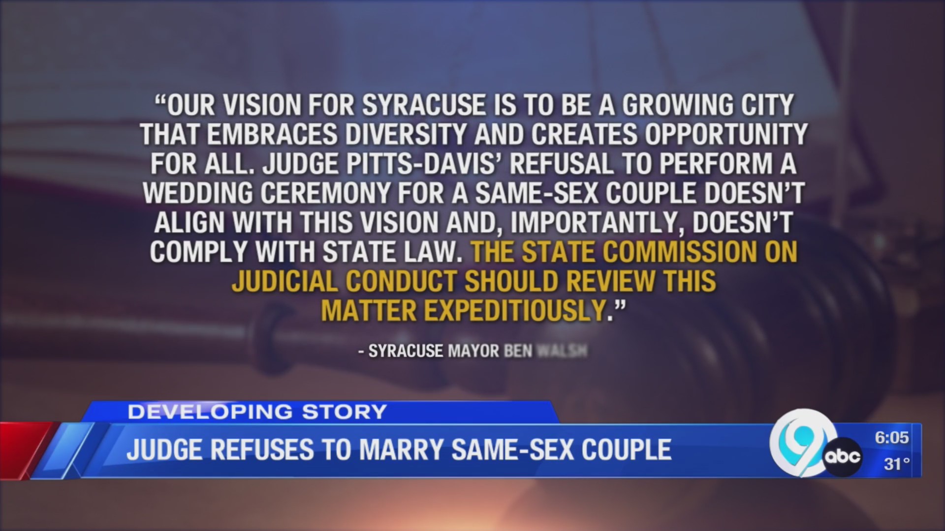 Syracuse judge allegedly refuses to marry same sex couple – WSYR