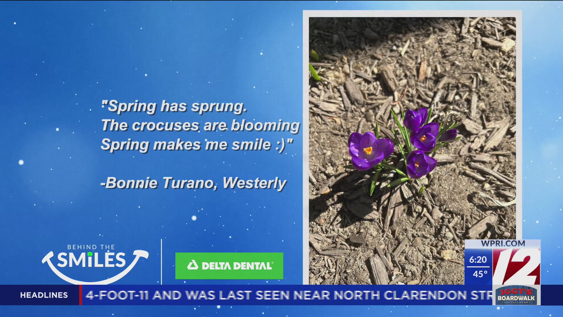 Behind the Smiles Photo for March 21, 2025 from Bonnie Turano of ...