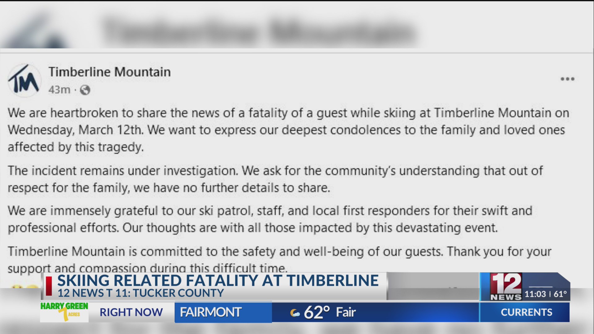 Guest dies at Timberline Mountain resort in Canaan Valley – WBOY.com