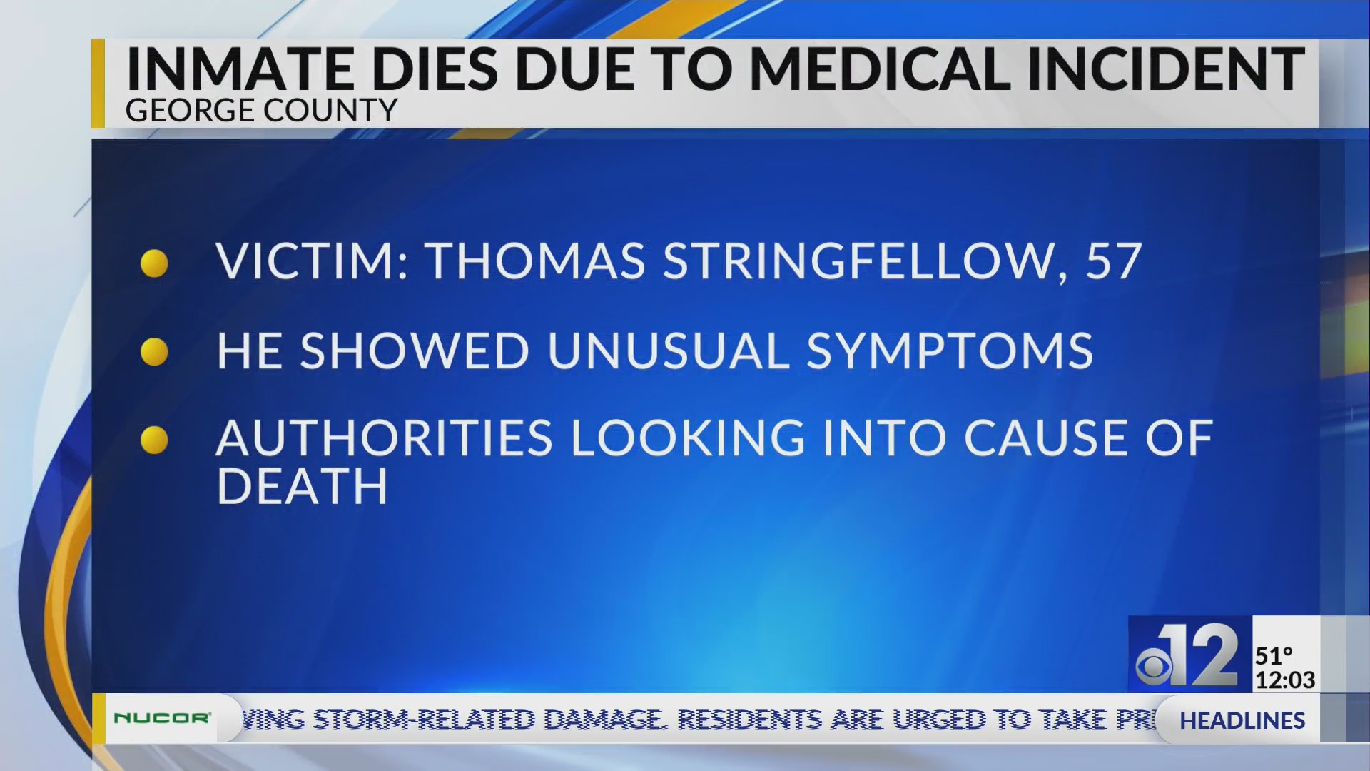 George County inmate dies after medical incident – WJTV