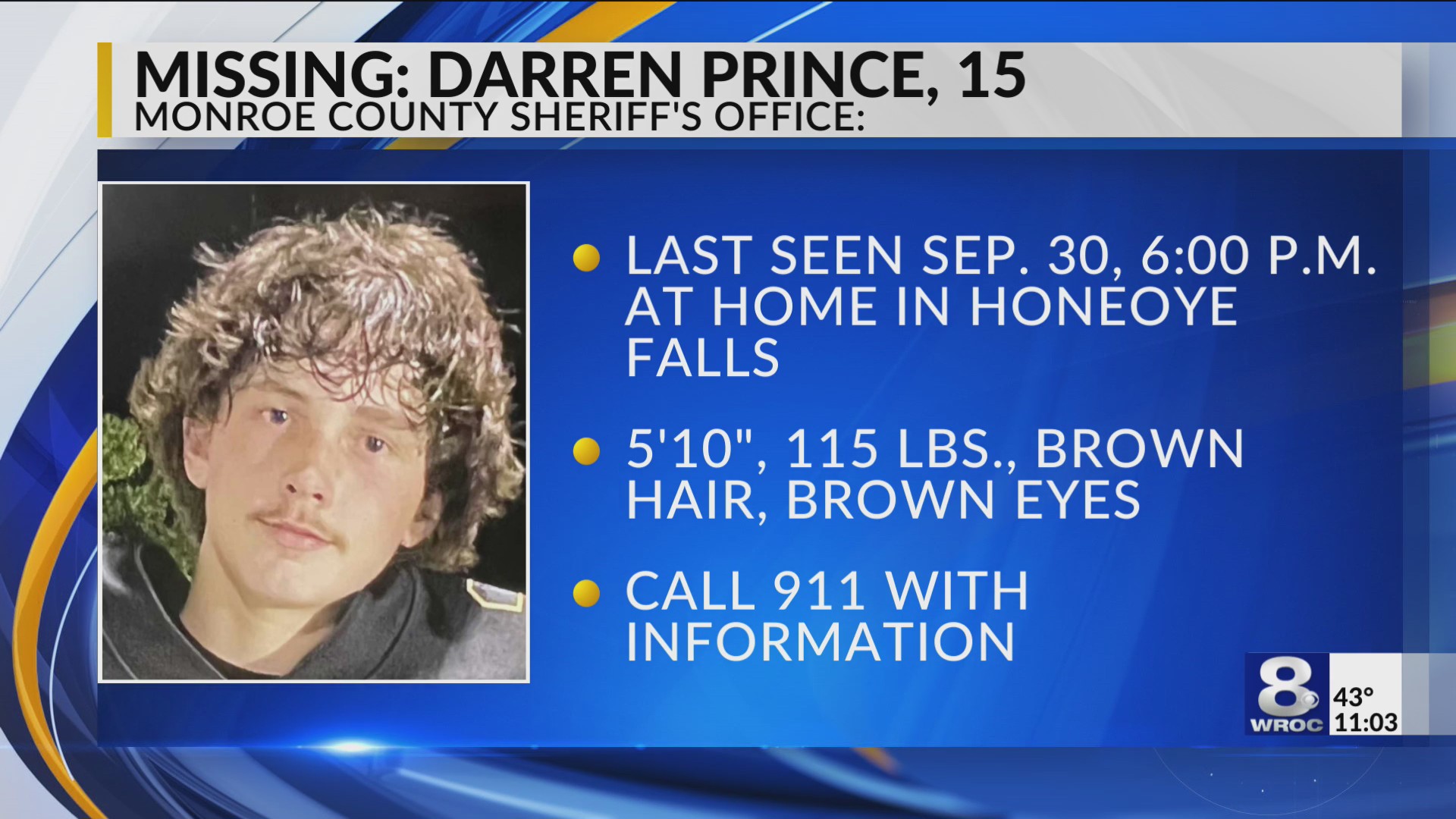 Missing person: 15-year-old Darren Prince from Honeoye Falls ...