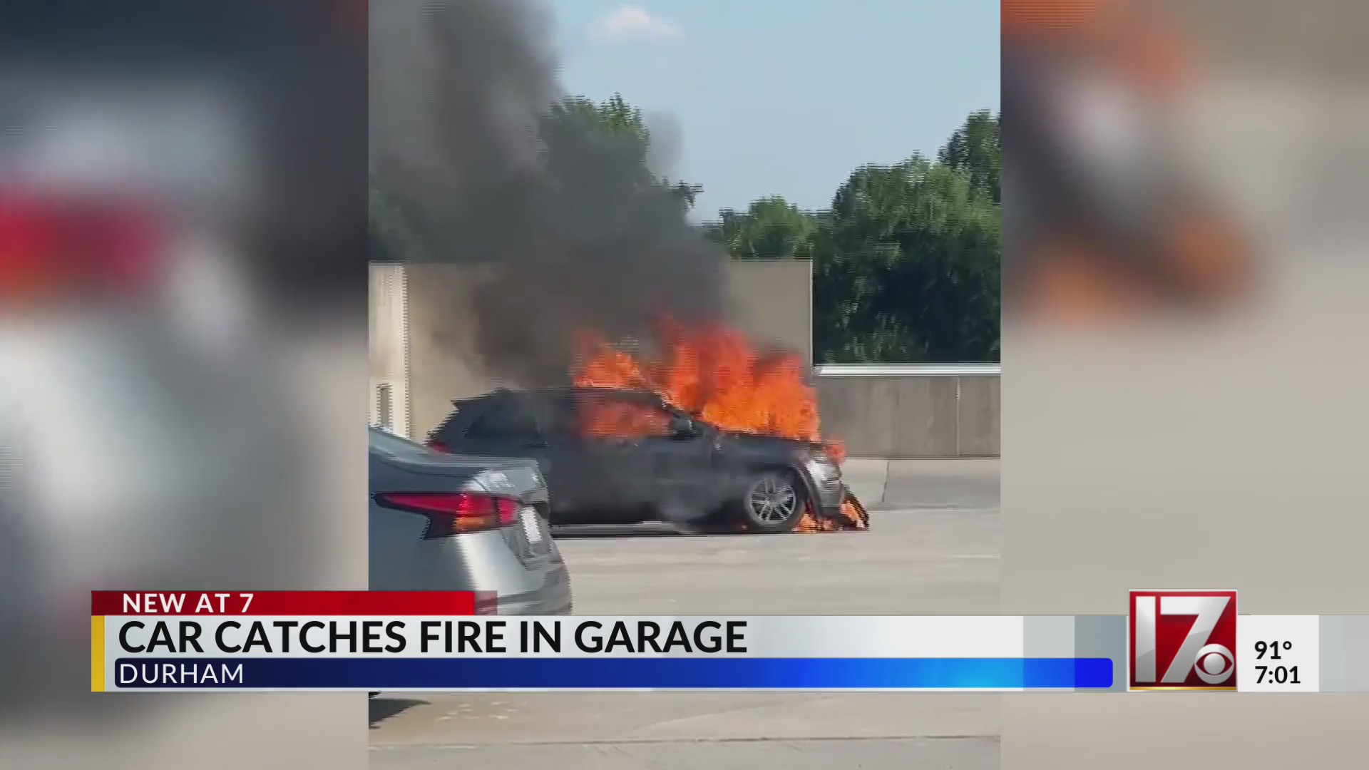 Car catches fire on downtown Durham parking deck, officials say – CBS17.com