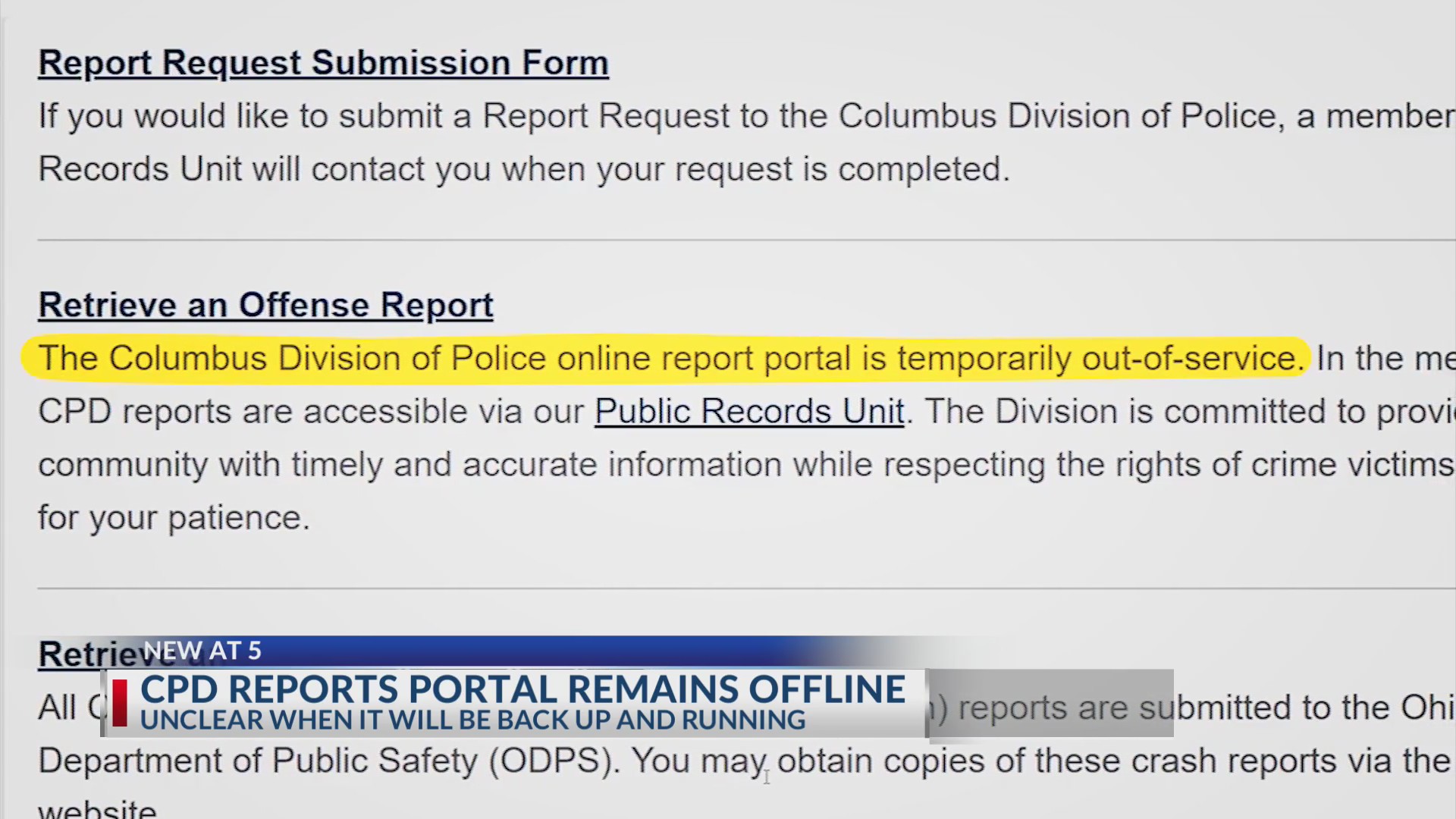 Columbus crime report portal remains offline – NBC4 WCMH-TV