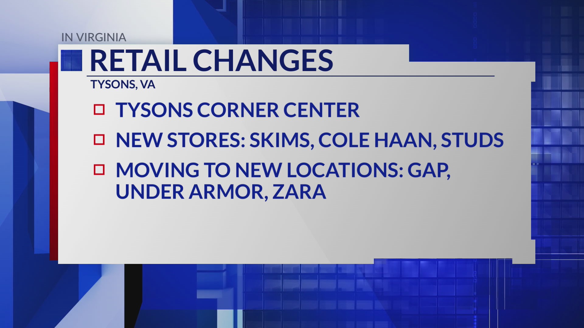 Retail changes inside Tysons Corner Center – DC News Now | DC, Virginia ...