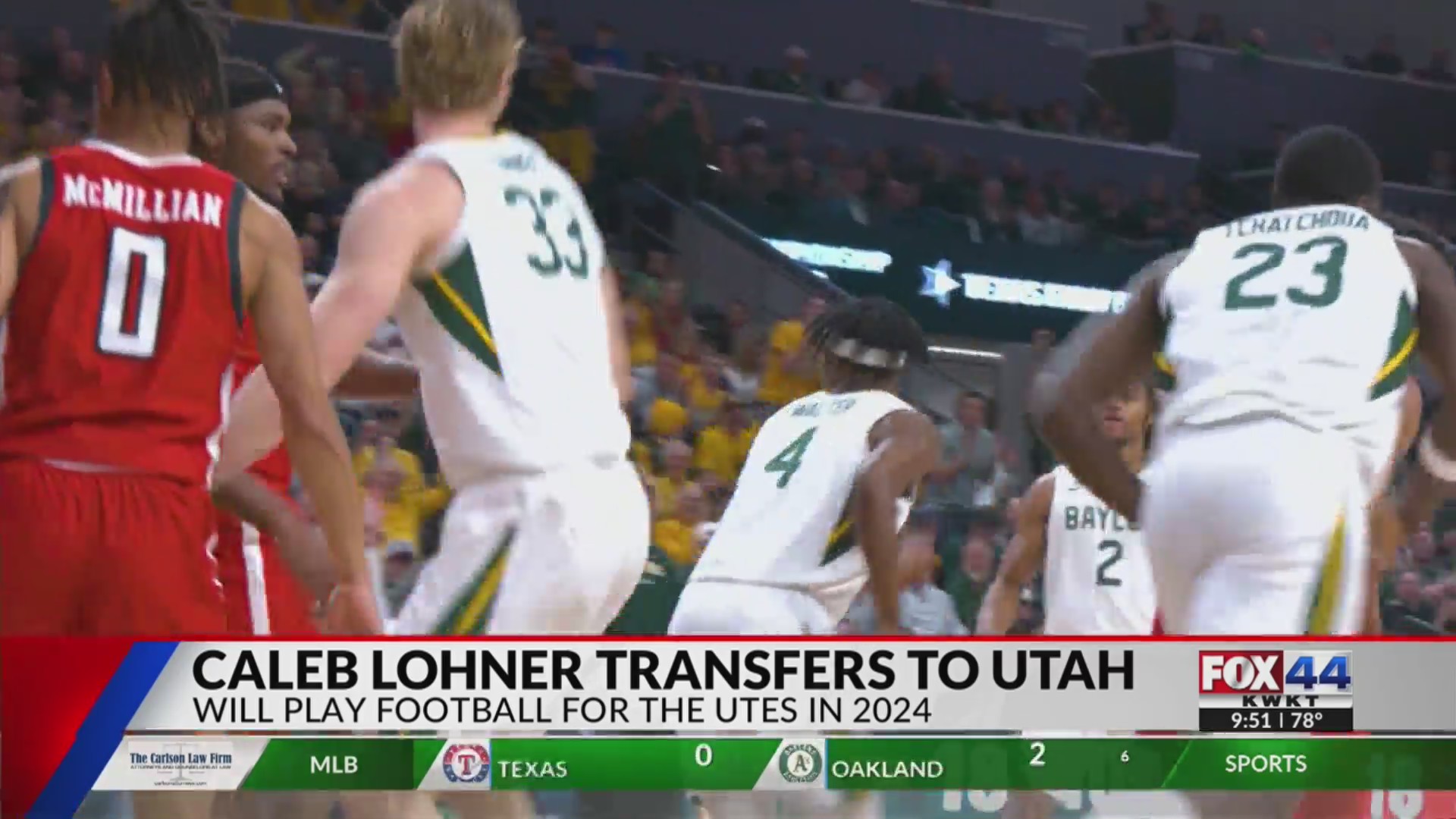 Baylor Basketball’s Caleb Lohner to play football at Utah – KWKT – FOX 44