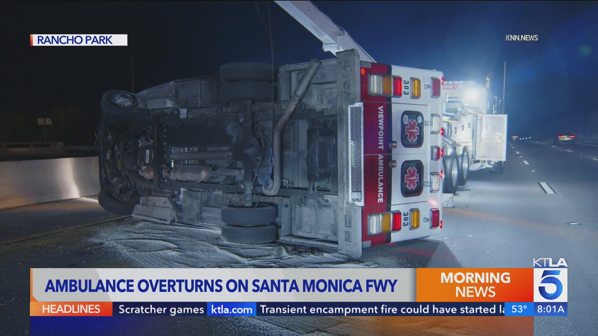 Ambulance overturns on Santa Monica Freeway – KTLA